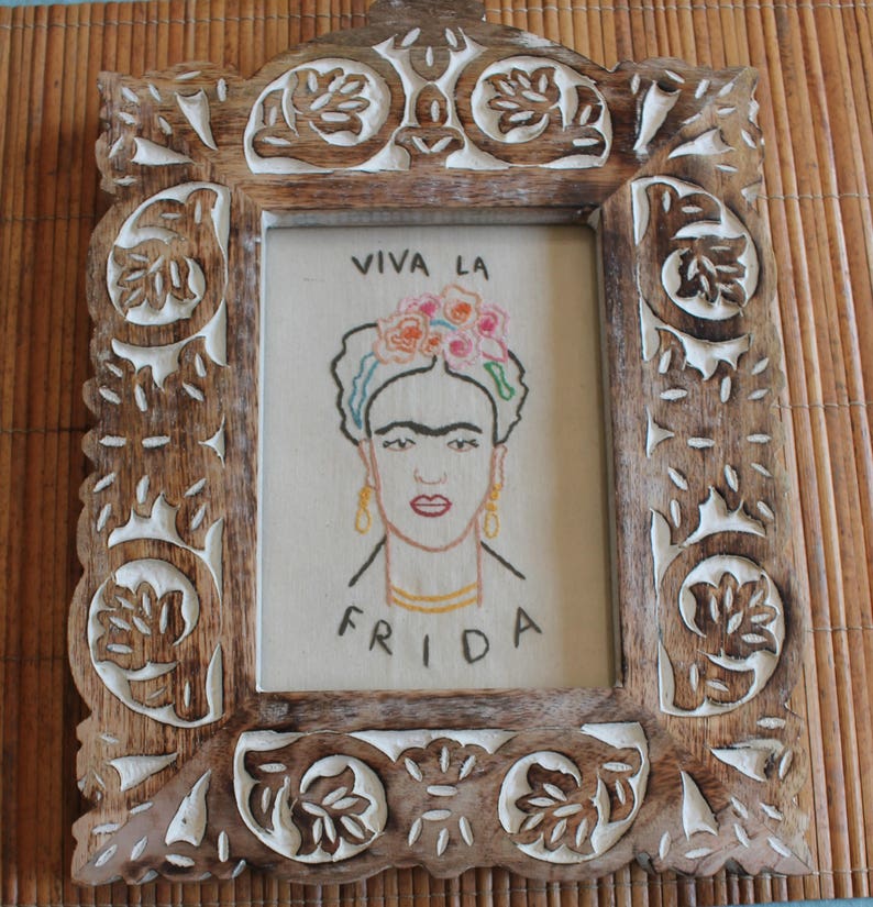 Frida Kahlo Hand Embroidered Portrait in 5x7rustic - Etsy