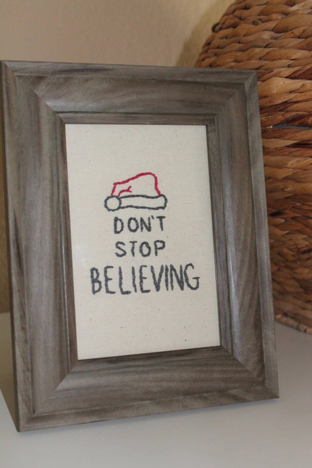 Don't Stop Believing Custom Hand Embroidered 4x6" Christmas Art ...