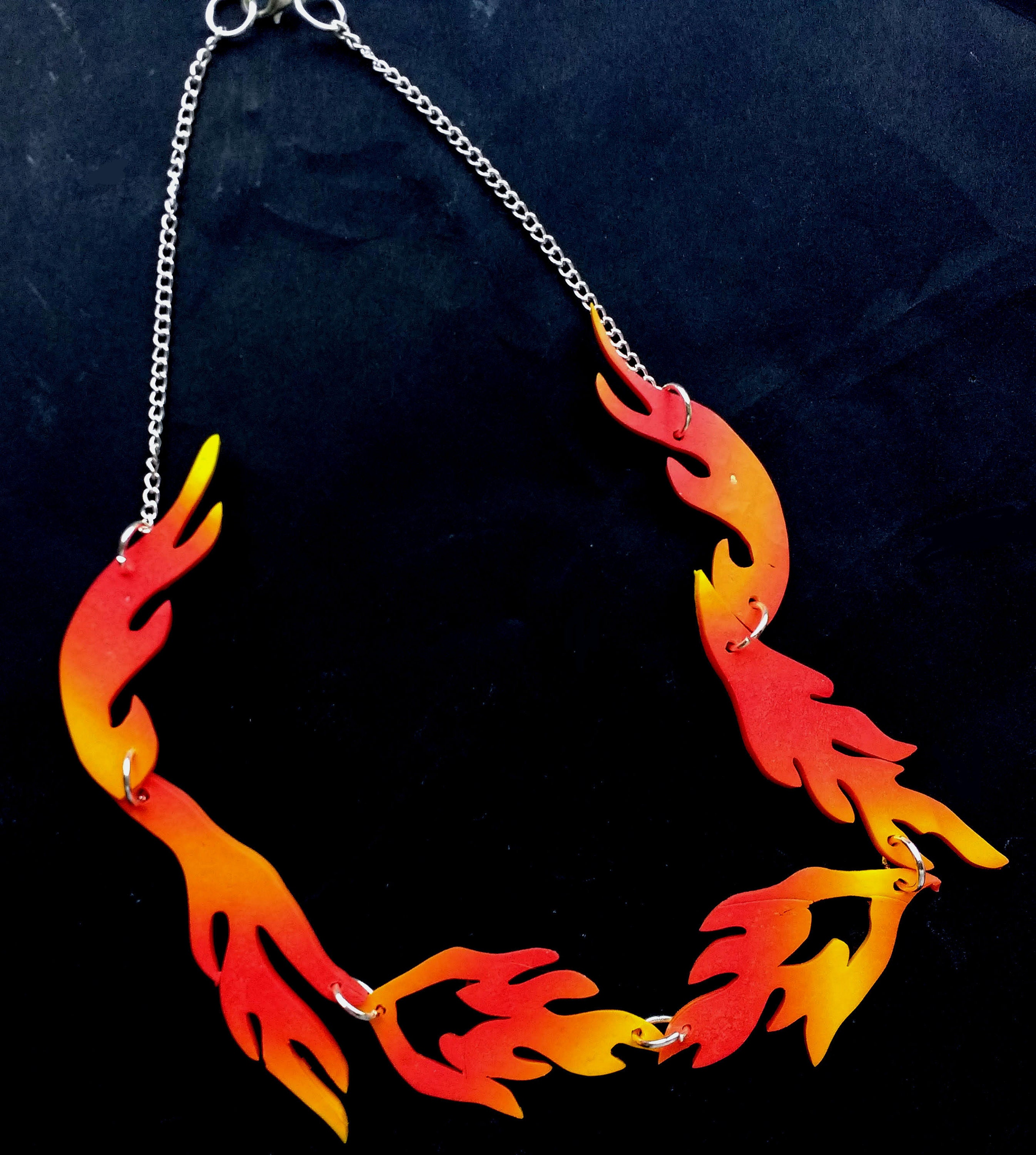 Flame Necklace Handmade Polymer Clay Fire Flame Link | Etsy