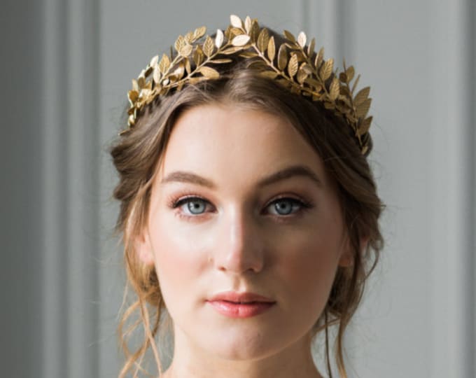 Laurel Leaf Tiara, Bridal Crown, Bridal Tiara, Gold Tiara, Gold Leaf ...
