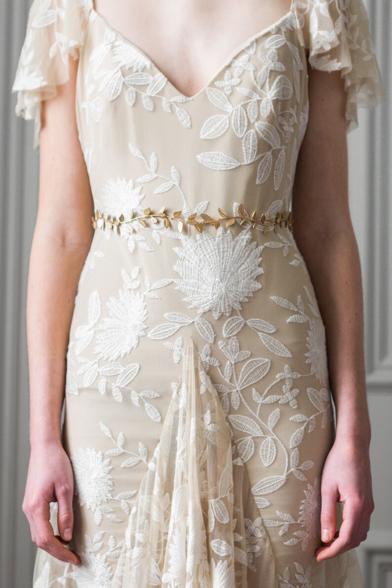 Delicate Leaf Sash Rose Gold Wedding Sash Bridal Belt - Etsy