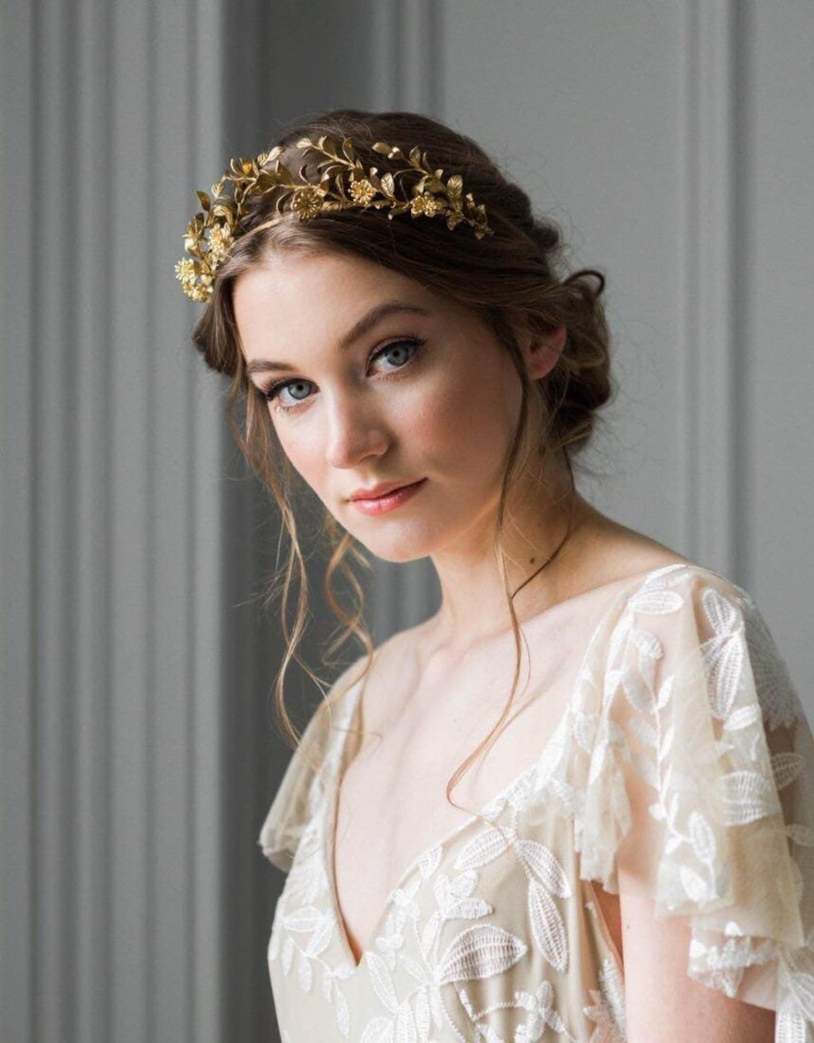 Myrtle Tiara, Antique German Tiara, Gold Leaf Tiara, Bridal Crown ...