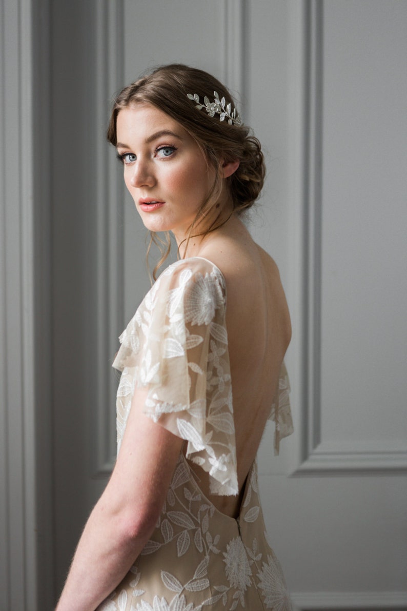 Sara Flower Vine Silver Leaf Comb Silver Leaf Headpiece - Etsy