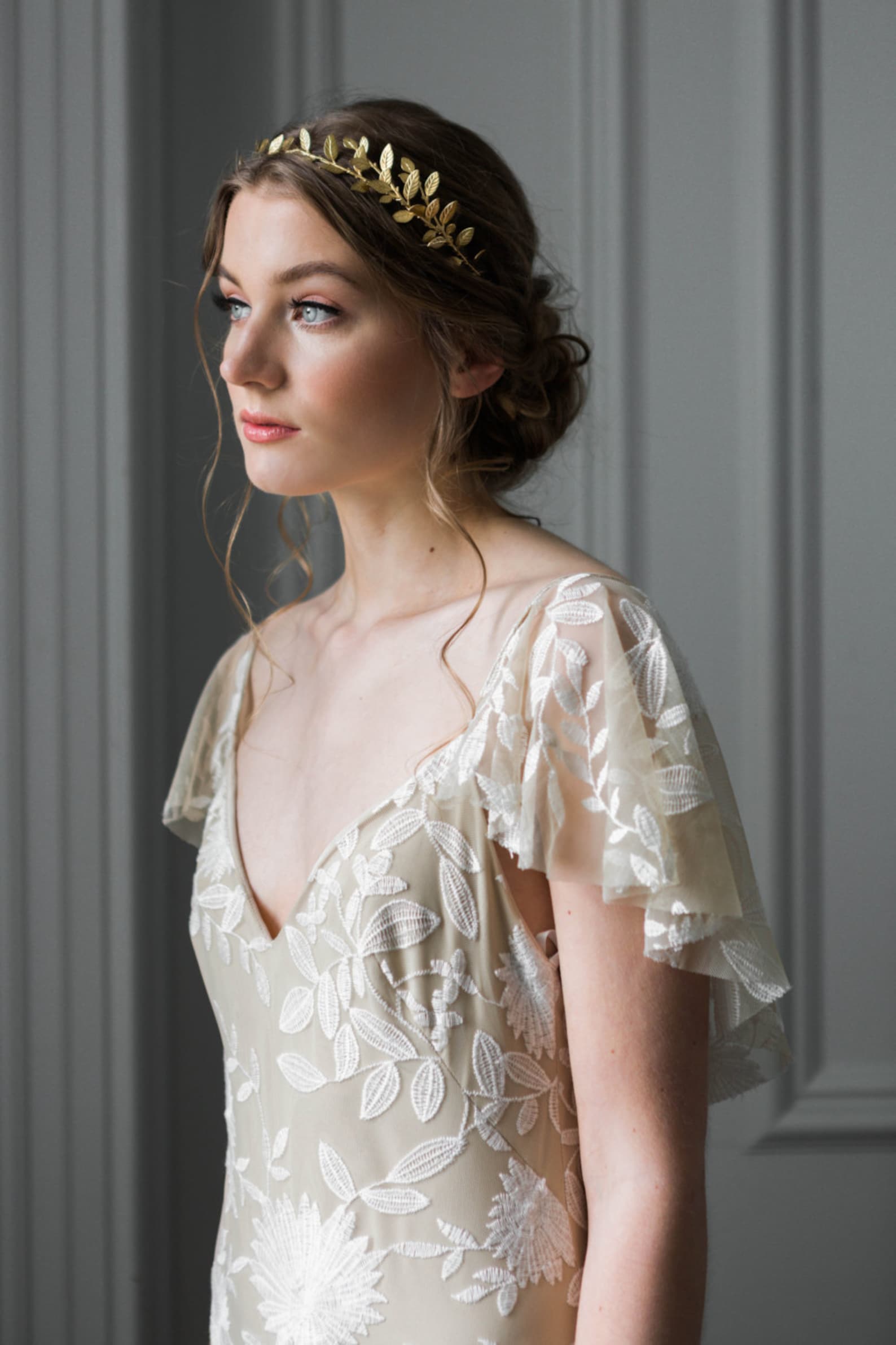 Delicate Leaf Tiara, Gold Tiara, Leaf Headpiece, Gold Bridal Headband ...