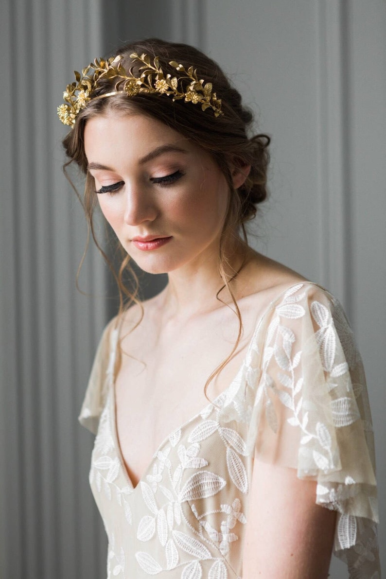 Myrtle Tiara Antique German Tiara Gold Leaf Tiara Bridal - Etsy