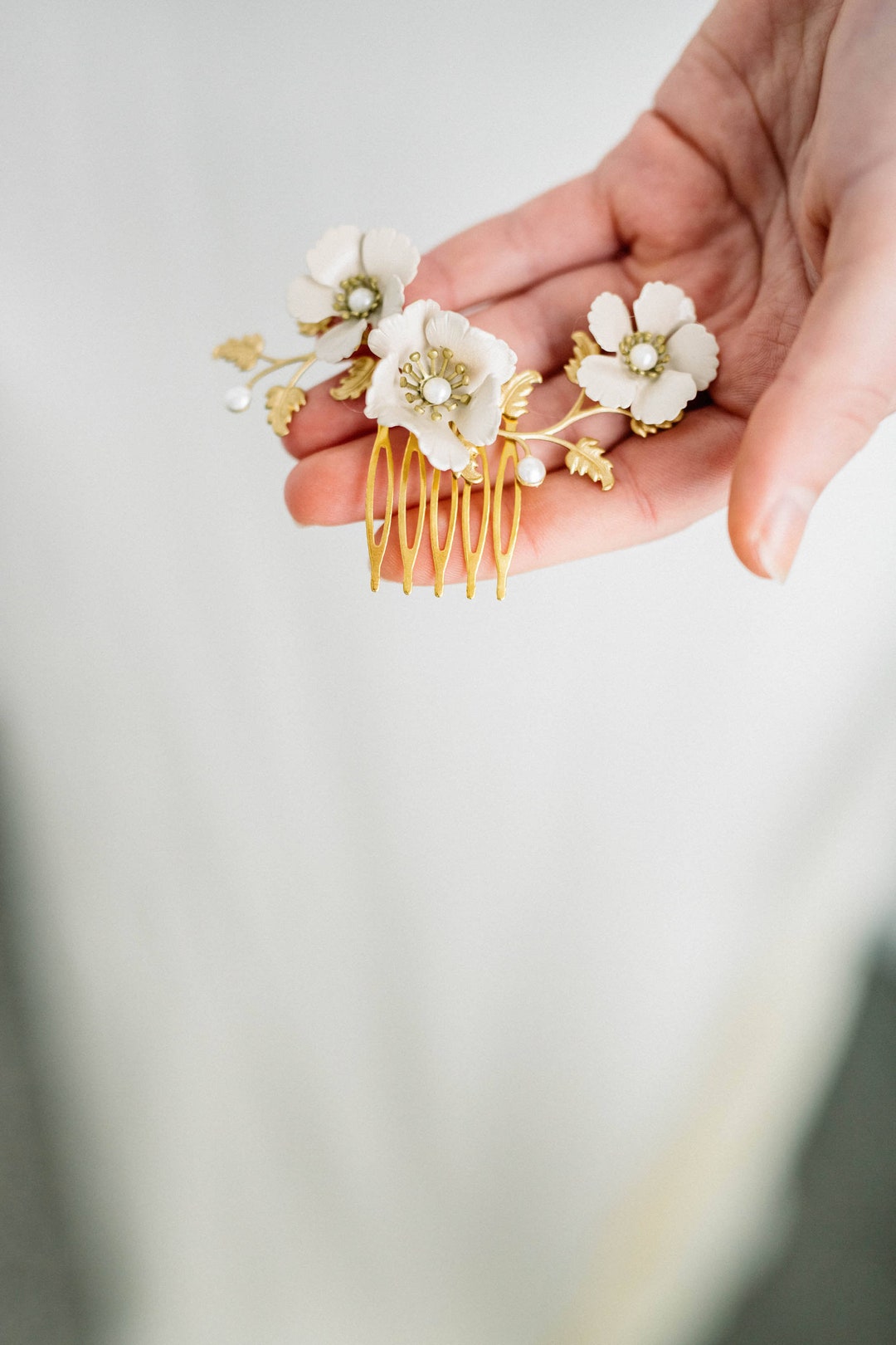Wild Rose Mini Comb, Ivory Flower Comb, Small Flower Comb, Floral Comb ...