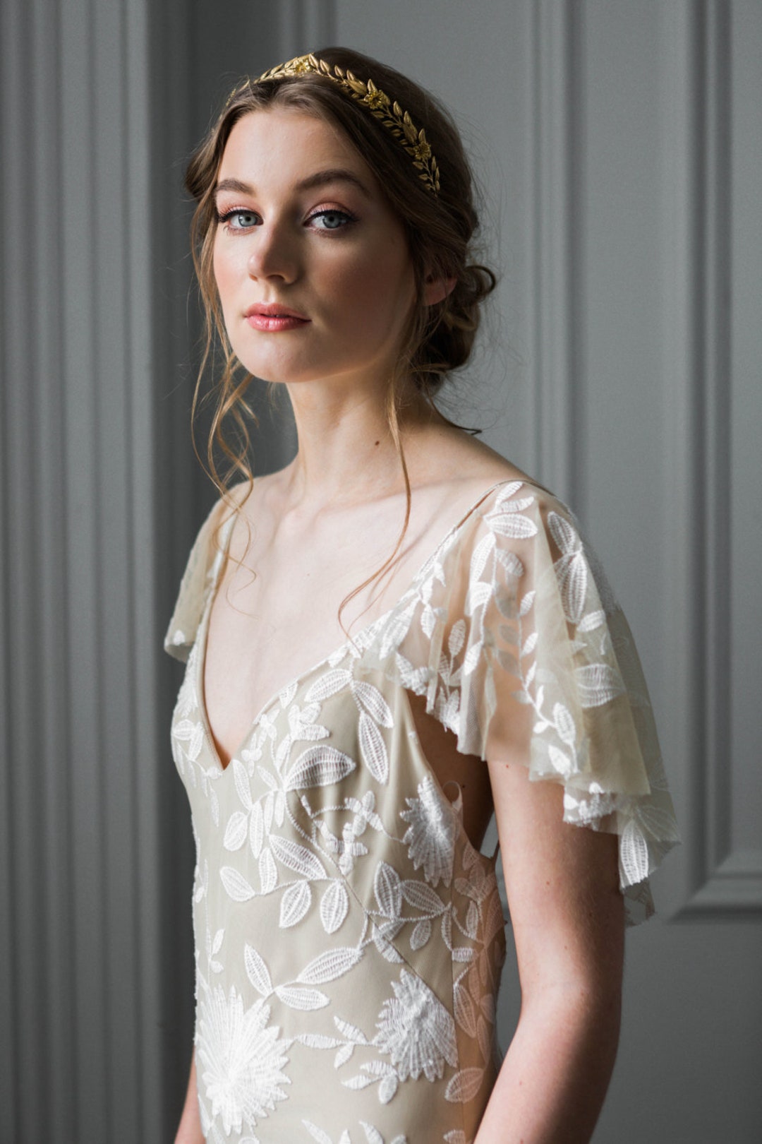 Edwardian Mini Tiara, Bridal Tiara, Gold Leaf Tiara, Vintage Tiara ...