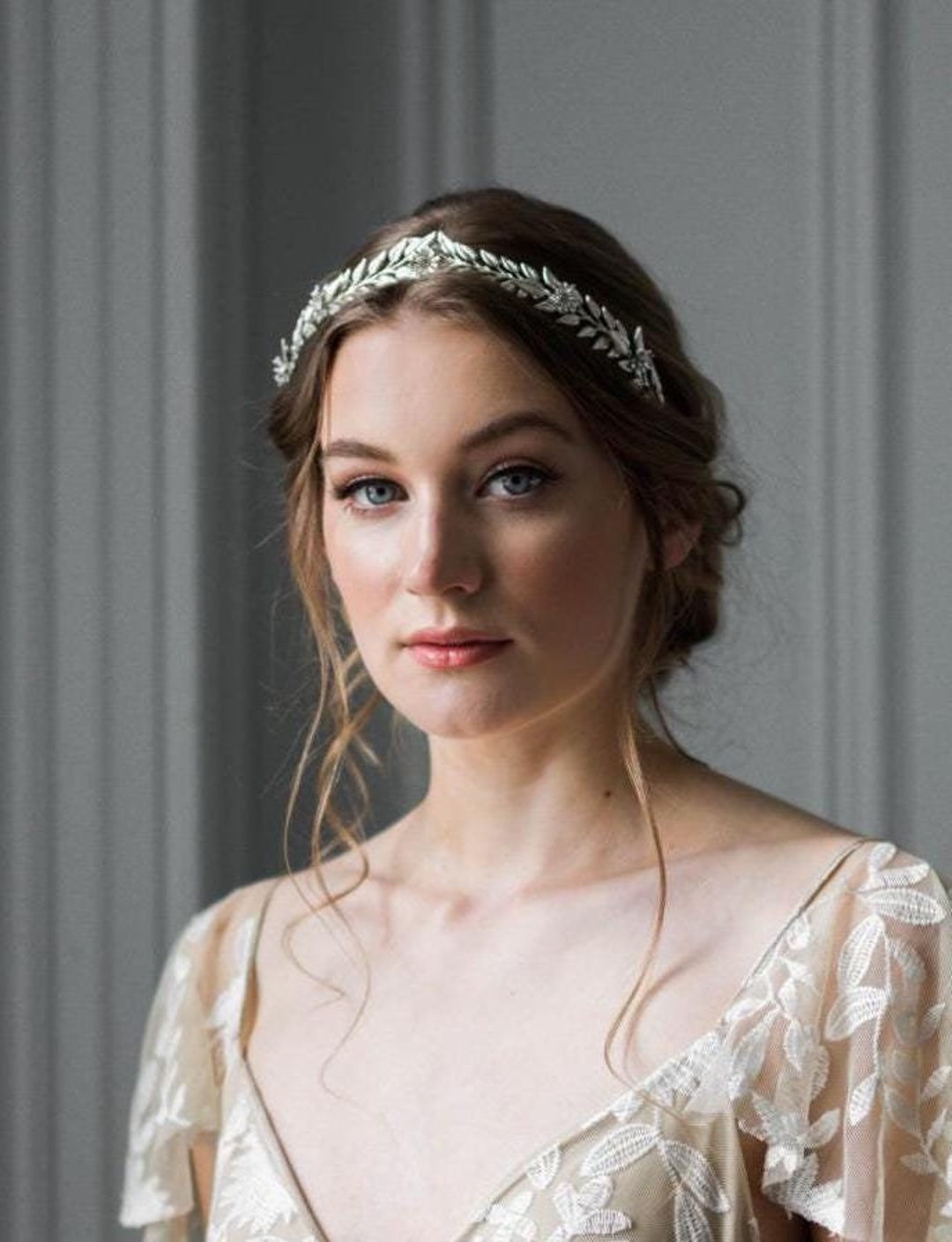 Edwardian Mini Tiara, Silver Vintage Tiara, Leaf Tiara, Flower Crown ...