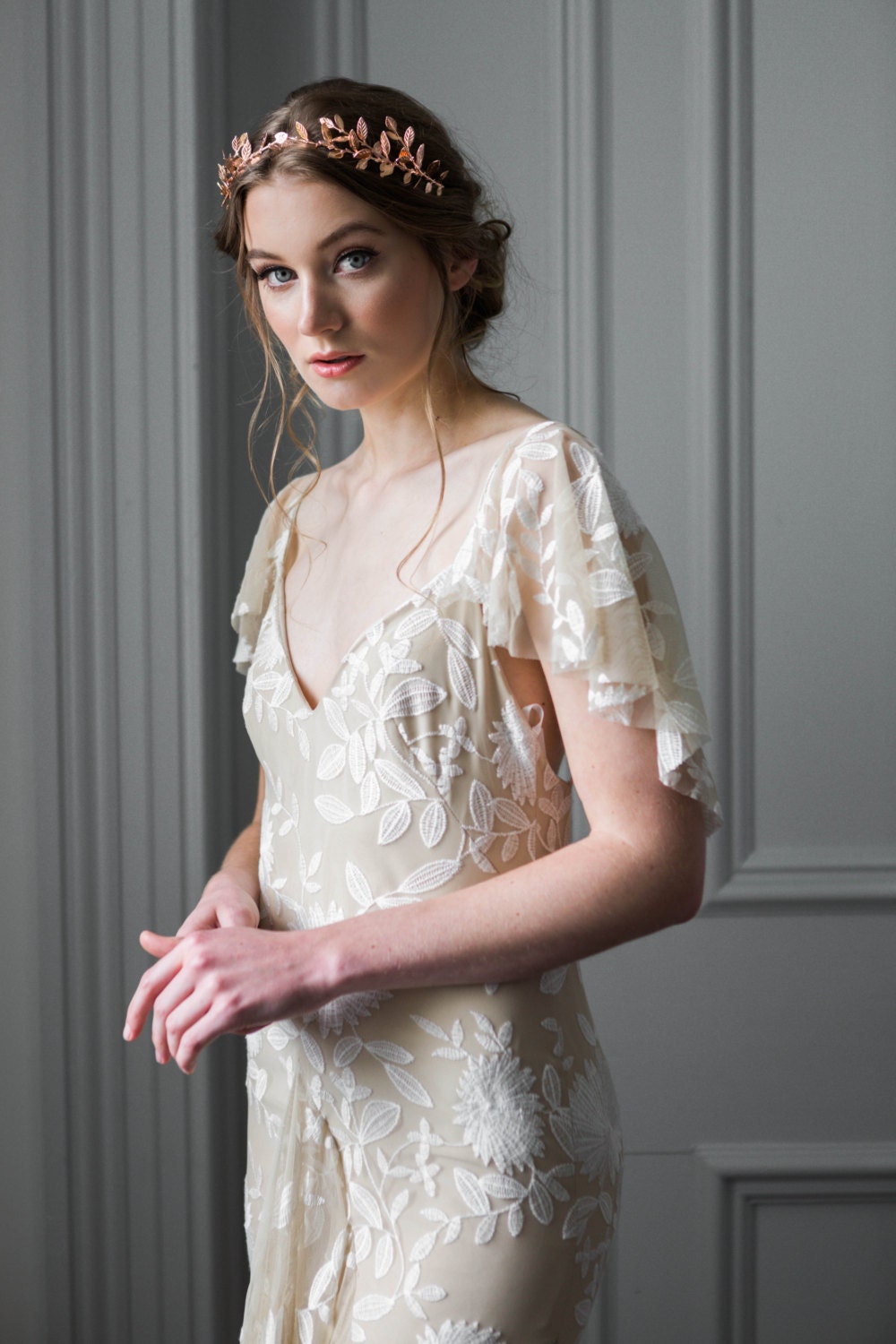 Delicate Leaf Tiara Rose Gold Tiara Leaf Headpiece Rose | Etsy