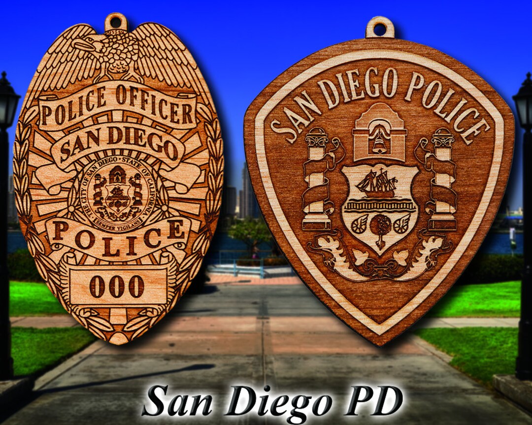 Personalized Wooden San Diego PD Badge or Shoulder Patch Hanging ...
