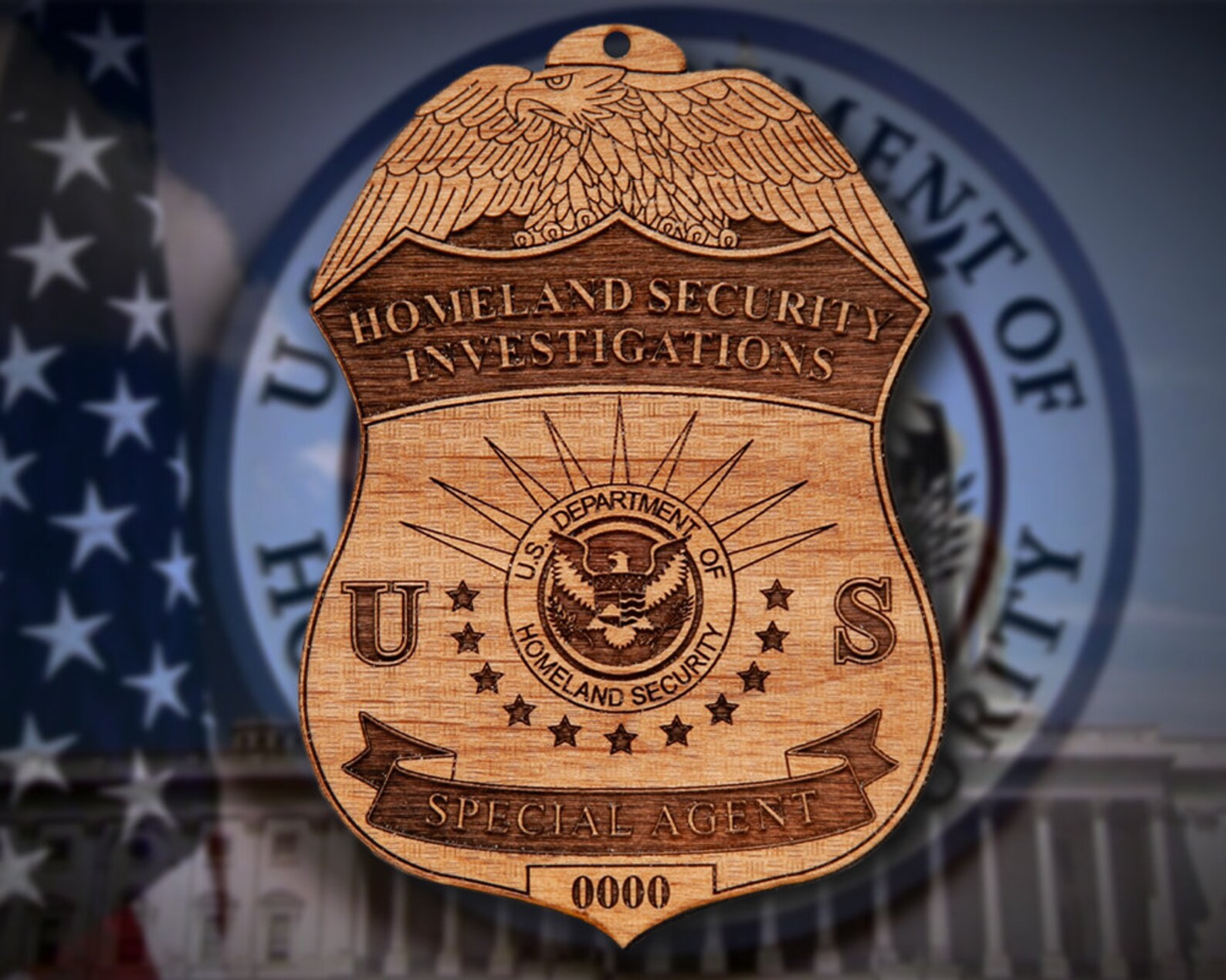 Wooden Homeland Security Badge or Shoulder Patch Ornament - Etsy