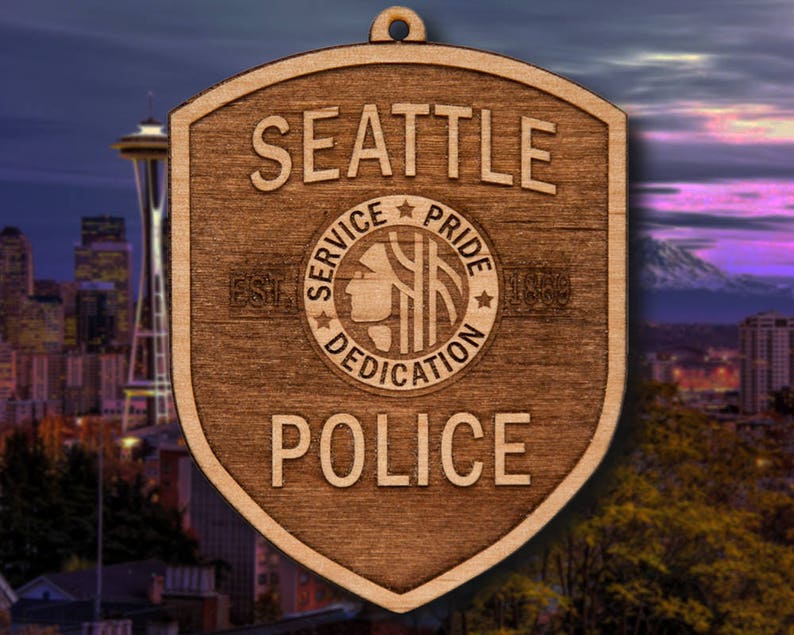 Wooden Seattle PD Badge or Shoulder Patch Ornament - Etsy
