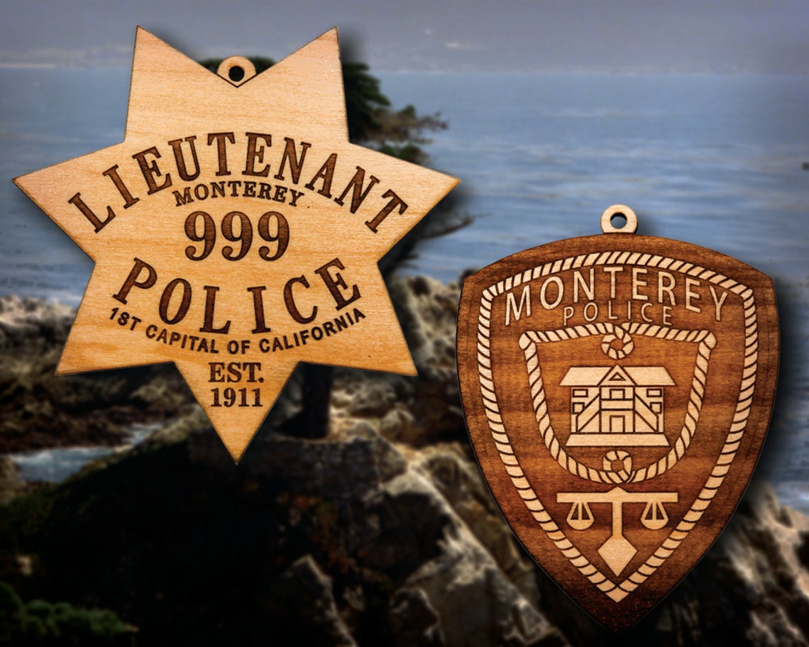Personalized Wooden Monterey CA Police Badge and Patch Ornament - Etsy