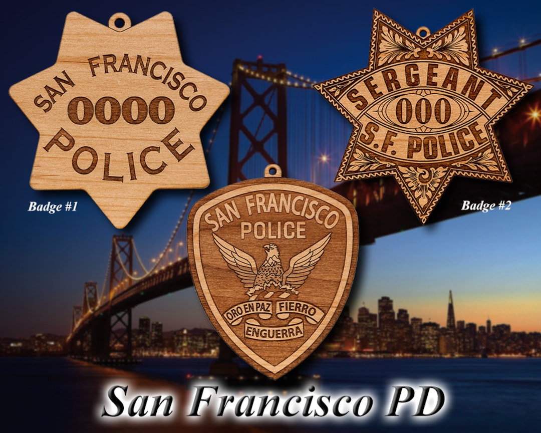 Personalized Wooden San Francisco PD Badges or Shoulder Patch Hanging ...