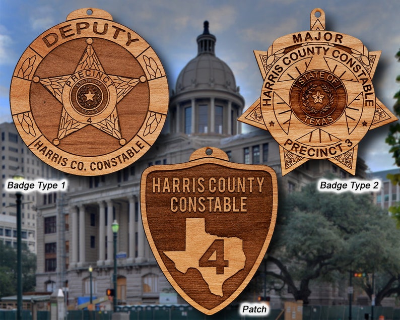 Wooden Harris Co TX Constable Badge or Patch Ornament - Etsy