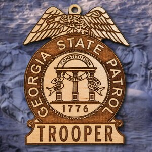 Personalized Wooden Georgia State Police Badge or Shoulder Patch ...