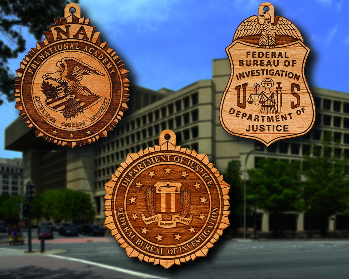 Wooden FBI Badge or Emblem Hanging Ornament | Etsy