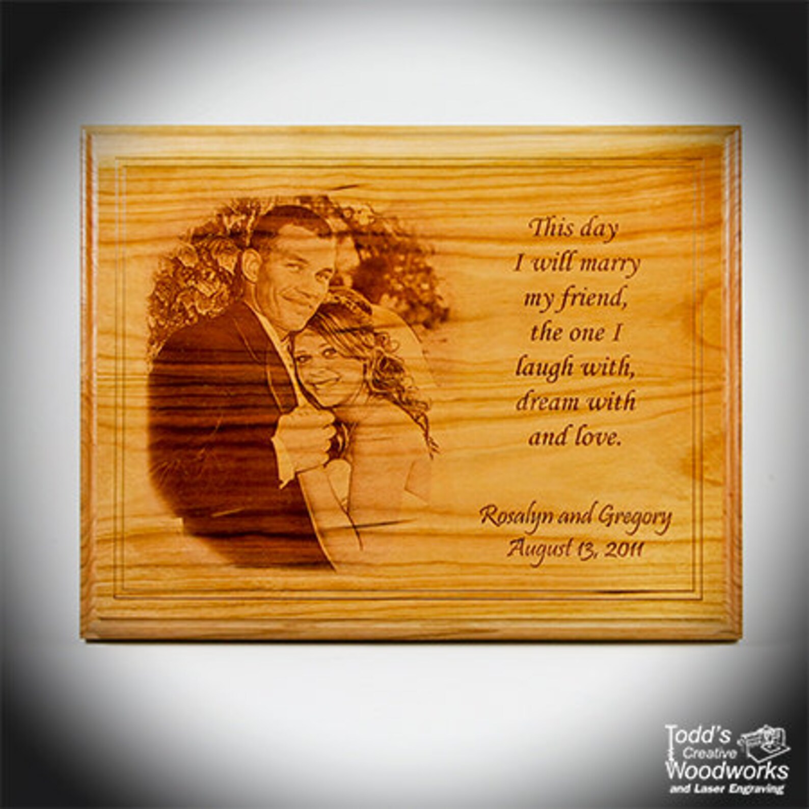 Laser Engraved Picture Plaque on Solid Wood | Etsy