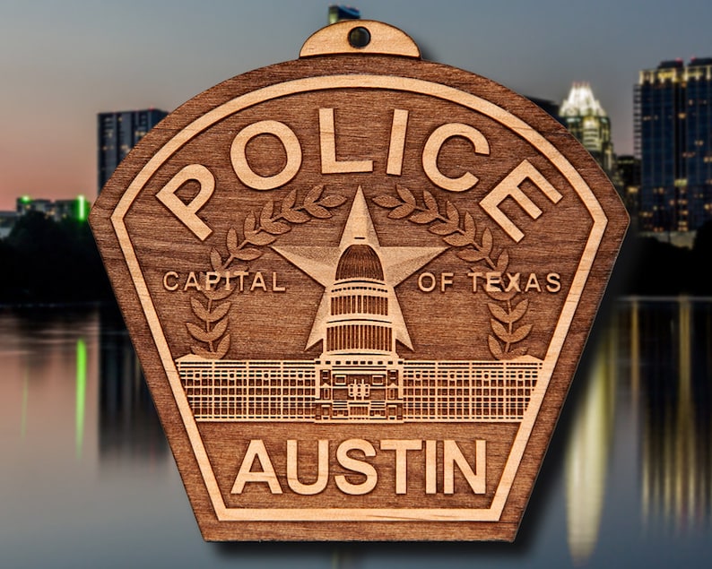Wooden Austin TX Police Badge or Shoulder Patch Ornament - Etsy