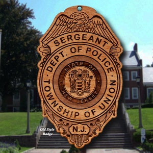 Wooden Union NJ Police Badge or Shoulder Patch Ornament - Etsy