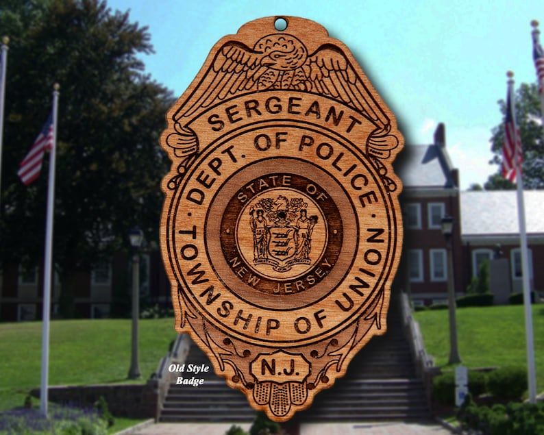 Wooden Union NJ Police Badge or Shoulder Patch Ornament - Etsy