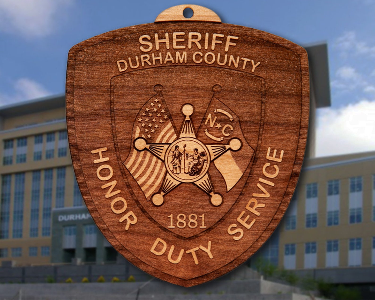 Wooden Durham Co NC Sheriff Badge or Shoulder Patch Ornament | Etsy