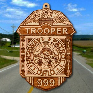 Personalized Wooden Ohio State Police Badge or Shoulder Patch Christmas ...
