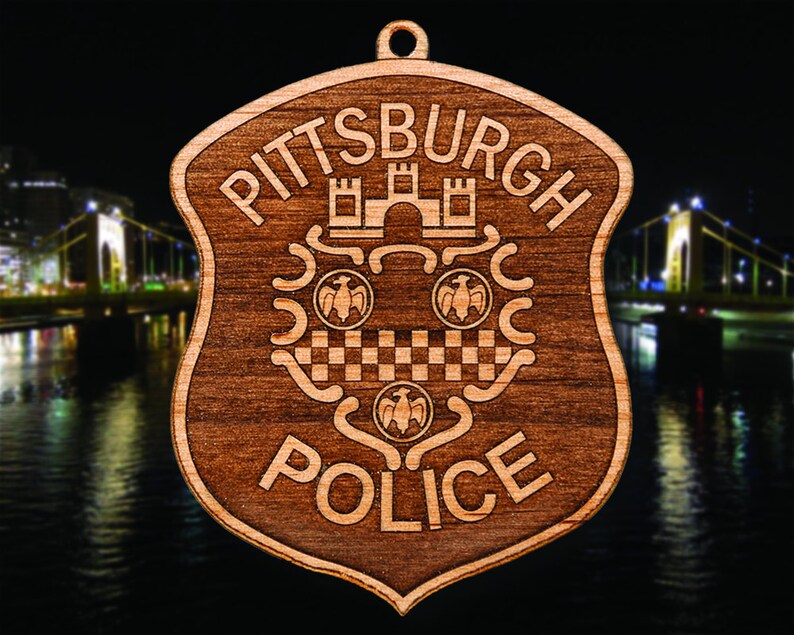Personalized Wooden Pittsburgh PD Badge or Shoulder Patch Hanging ...