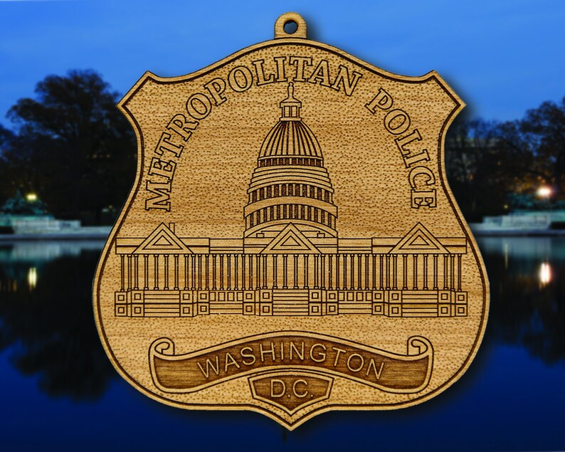 Wooden Washington DC PD Badge or Shoulder Patch Hanging Ornament - Etsy