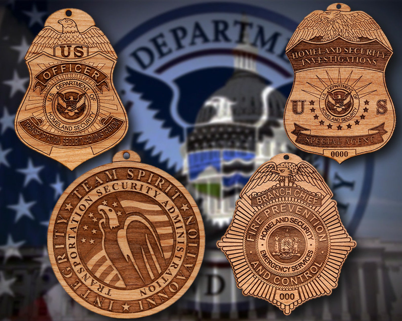 Wooden Homeland Security Badge or Shoulder Patch Ornament - Etsy