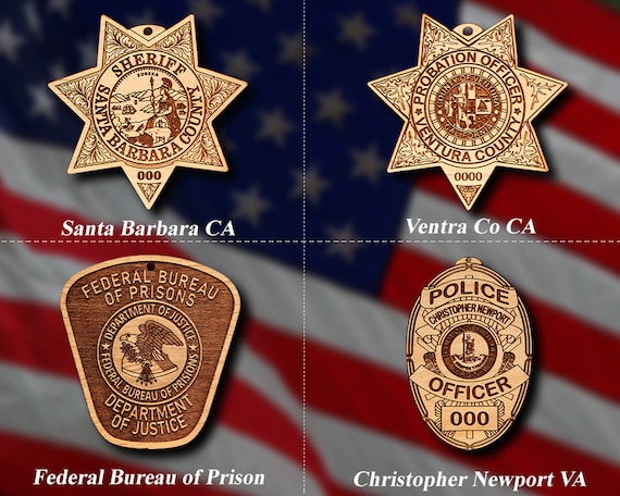 Misc. Wooden Police Badge or Patch Ornament 64 - Etsy