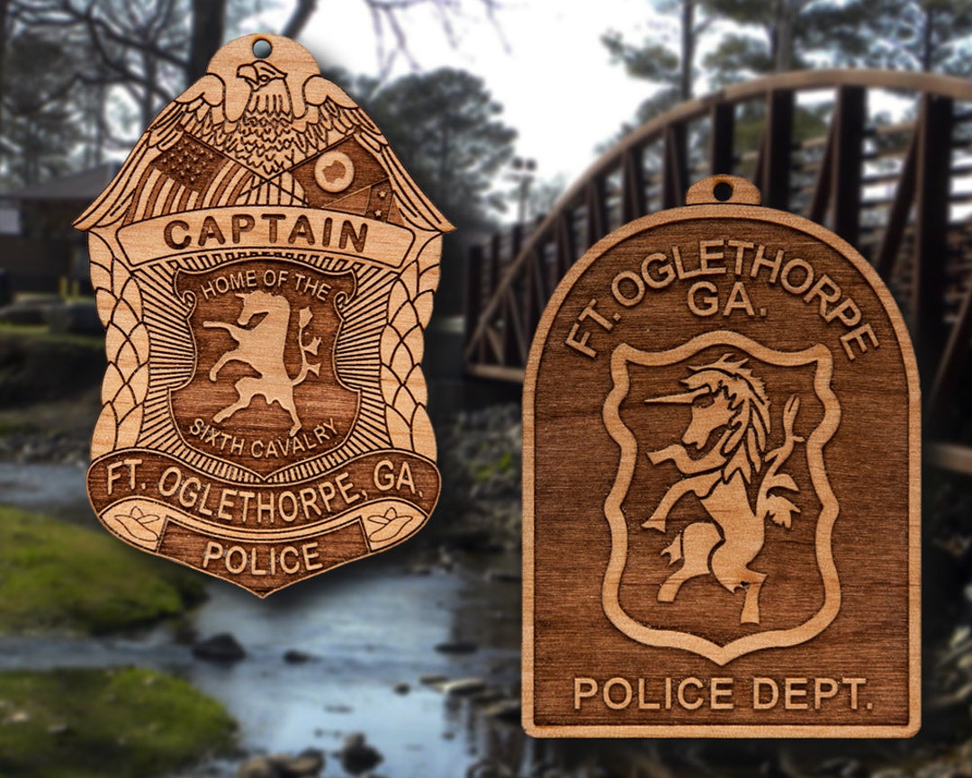 Wooden Ft. Oglethorpe PD Badge or Shoulder Patch Ornament - Etsy