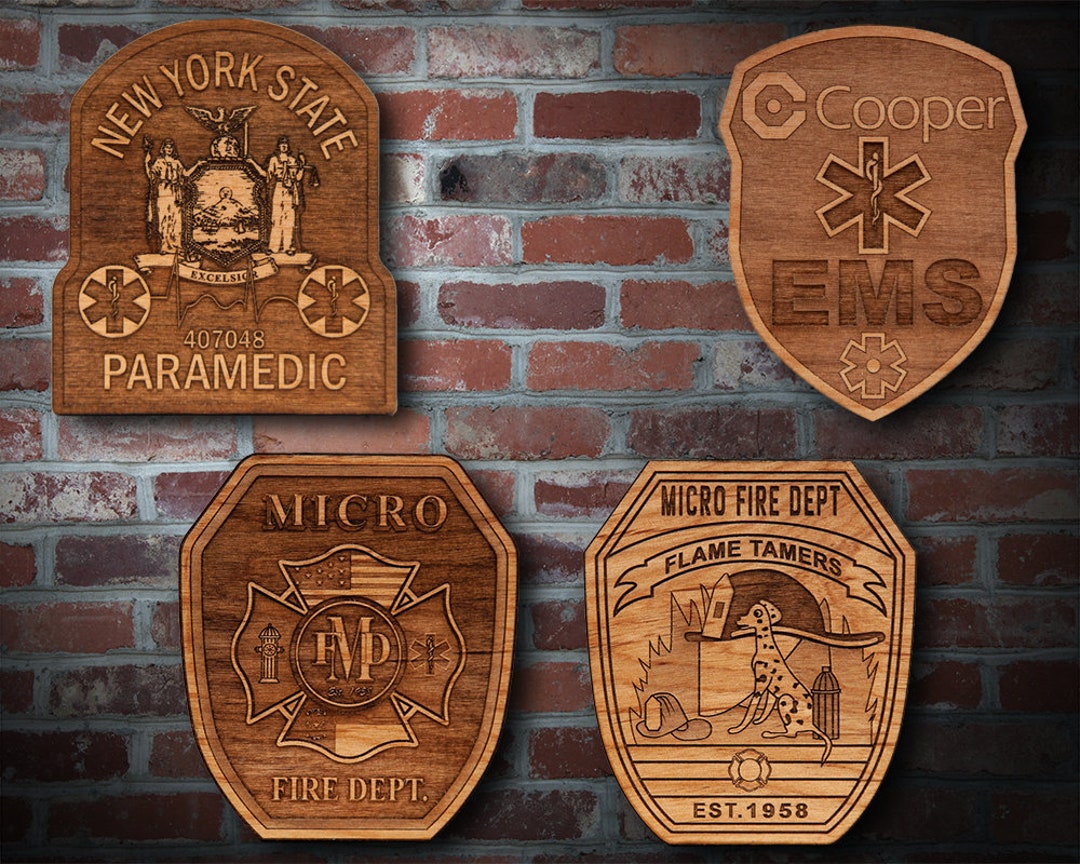 Wooden EMS FD Badge or Patch Plaques 1 - Etsy