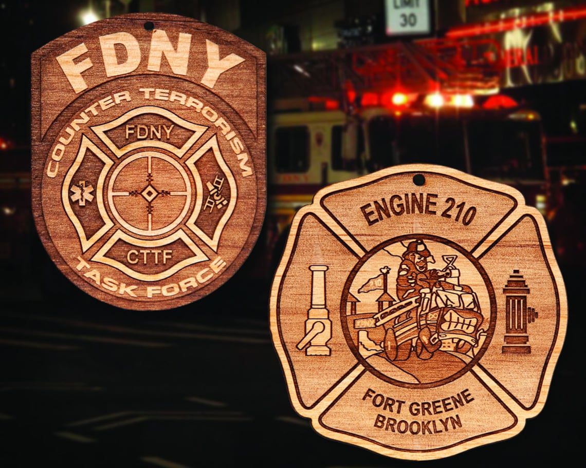 Personalized Wooden New York City Fire Department Badge and | Etsy