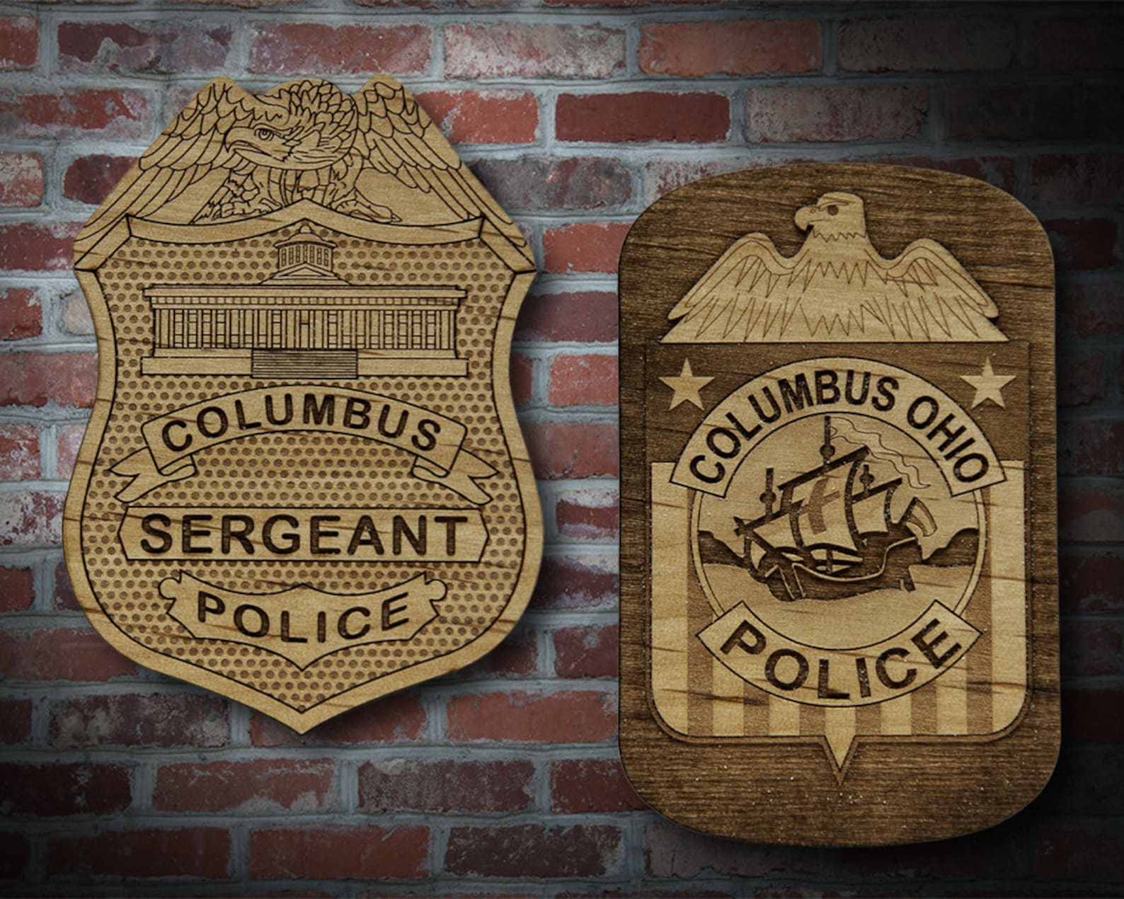 Wooden Columbus OH Police Badge or Patch Plaque - Etsy