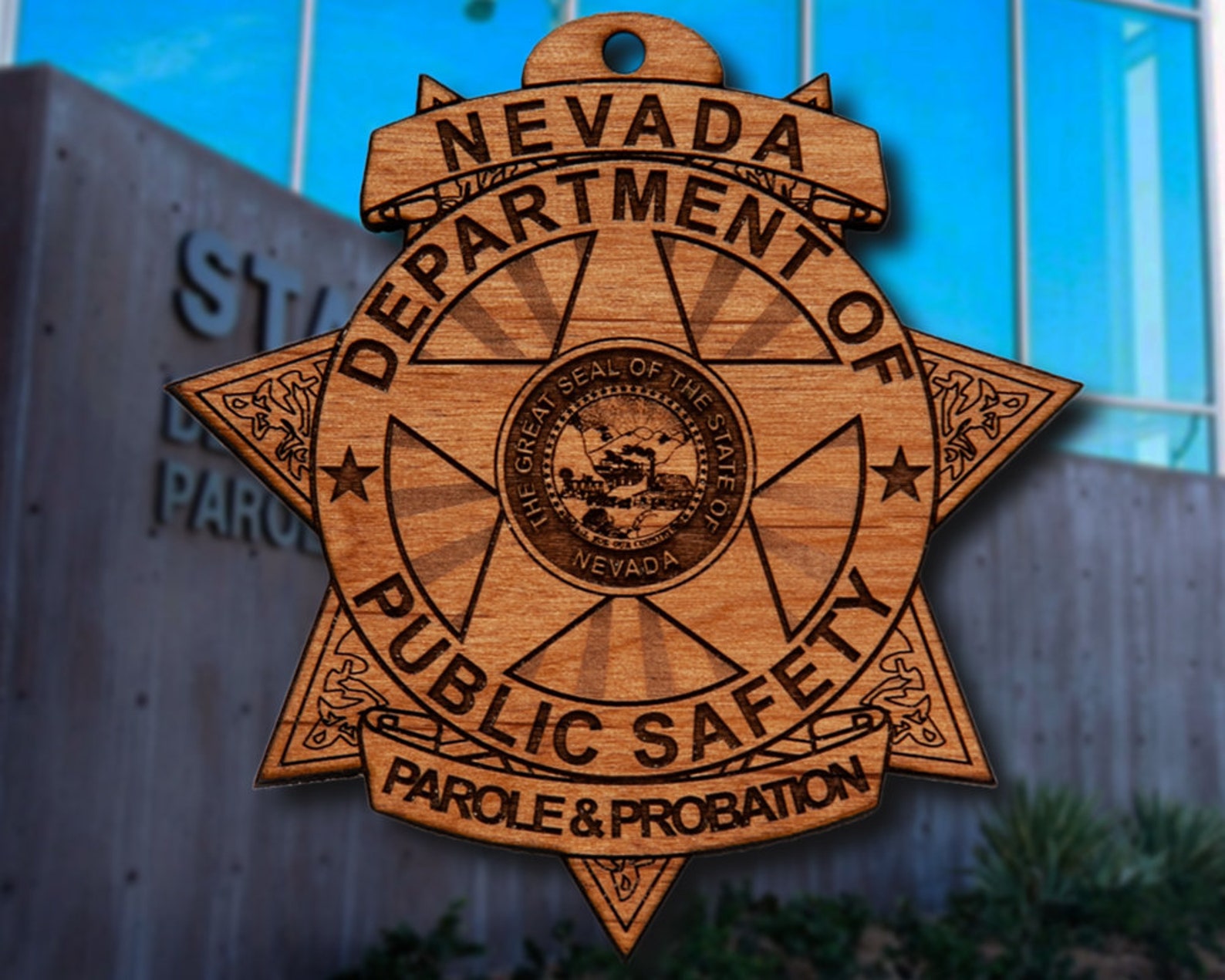 Wooden Nevada Public Safety Badge or Shoulder Patch Ornament - Etsy