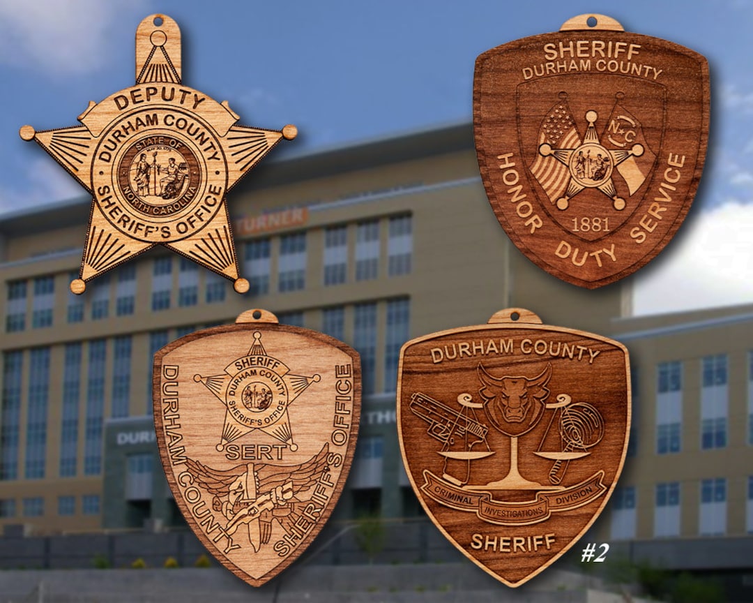 Wooden Durham Co NC Sheriff Badge or Shoulder Patch Ornament - Etsy