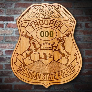 Personalized Wooden Michigan SP Badge or Shoulder Patch Plaque - Etsy