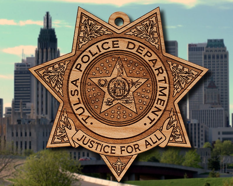Wooden Tulsa PD Badge or Shoulder Patch Hanging Ornament - Etsy