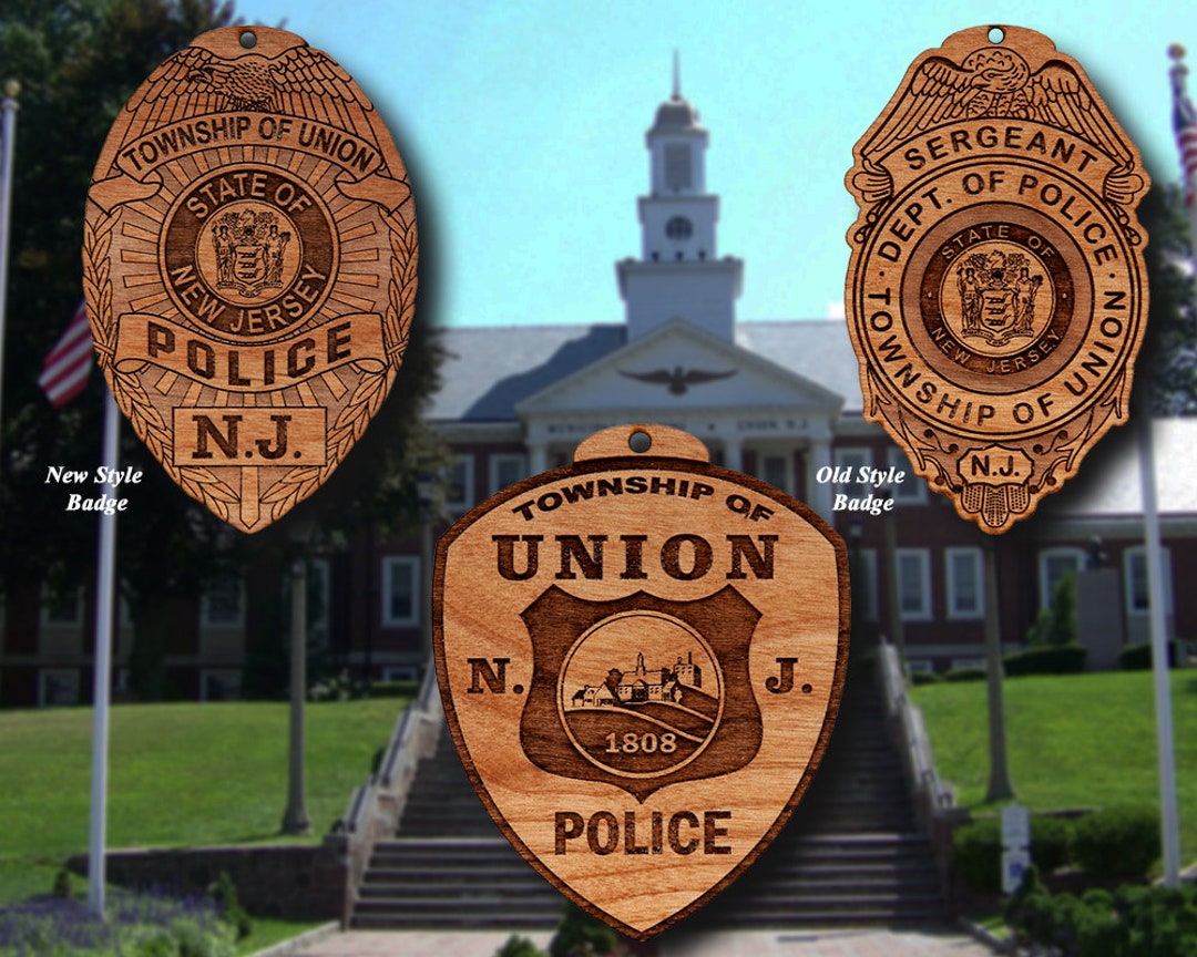 Wooden Union NJ Police Badge or Shoulder Patch Ornament - Etsy
