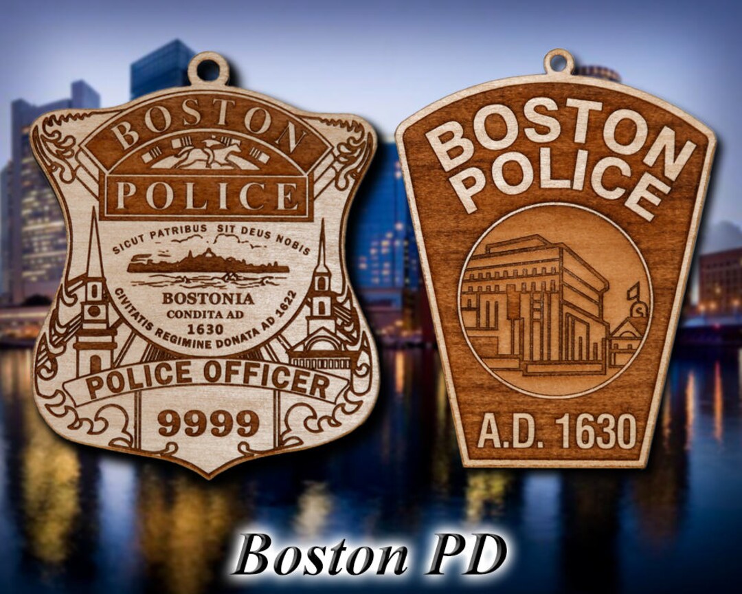 Personalized Wooden Boston Police Shield or Shoulder Patch Christmas ...