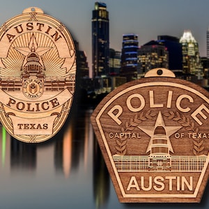 Wooden Austin TX Police Badge or Shoulder Patch Ornament - Etsy