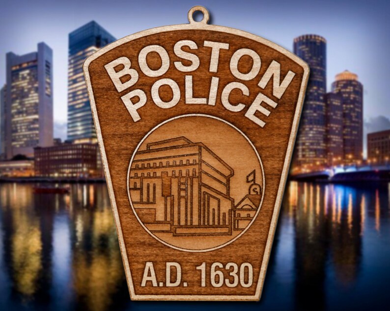 Personalized Wooden Boston Police Shield or Shoulder Patch | Etsy