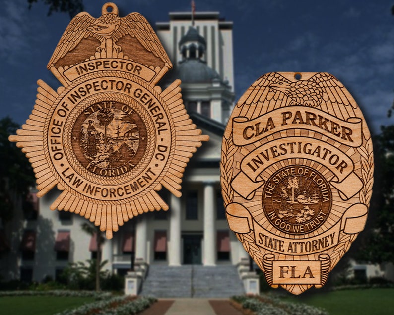 Wooden Florida Government Badge Ornaments - Etsy