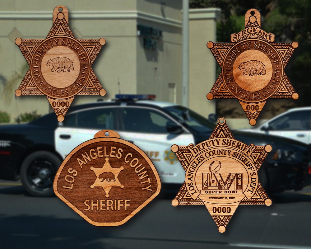 Wooden LA County Sheriff Badge or Shoulder Patch Ornament