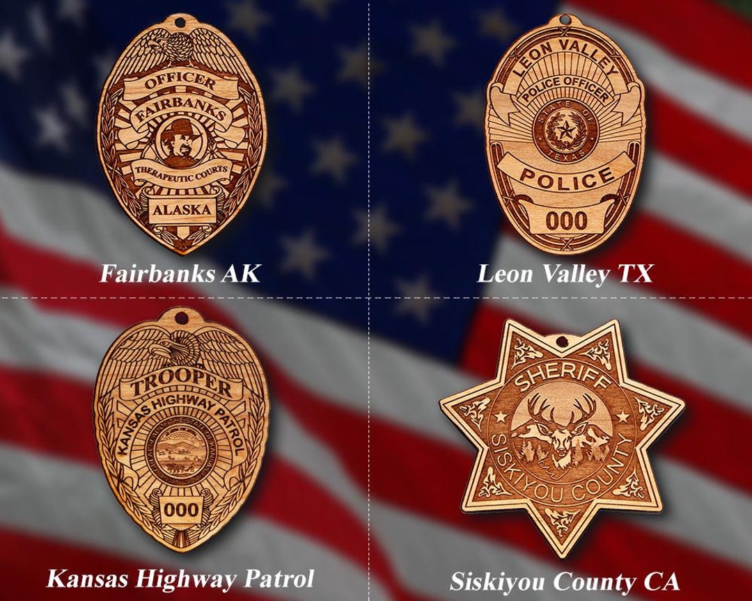 Misc. Wooden Police Badge or Patch Ornament #94 - Etsy