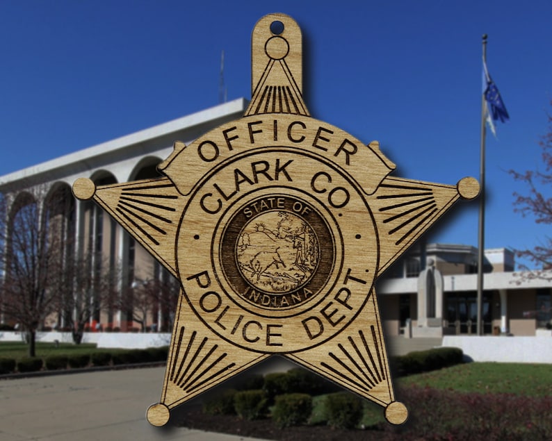 Wooden Clark Co IN Sheriff Badge or Shoulder Patch Ornament - Etsy