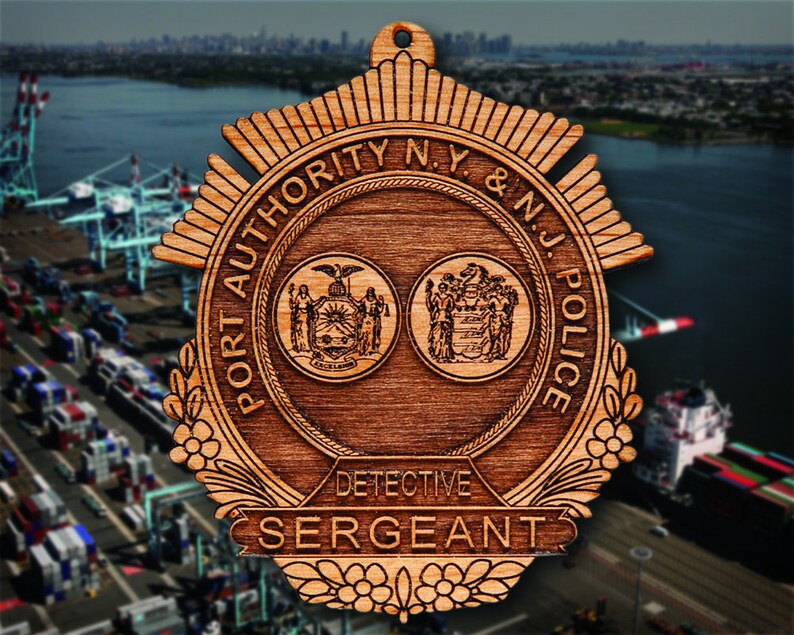 Personalized Wooden NY-NJ Port Authority Police Badge Hanging Ornament ...