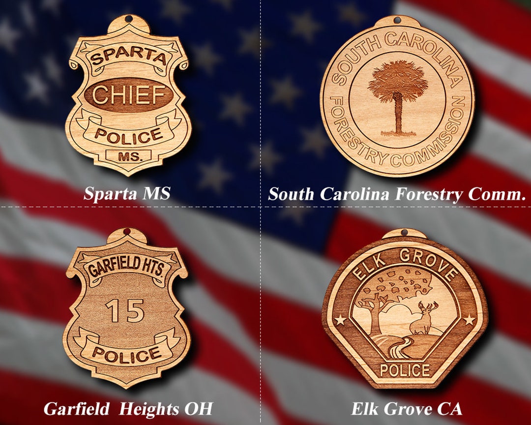 Misc. Wooden Police Badge or Patch Ornament #70 - Etsy