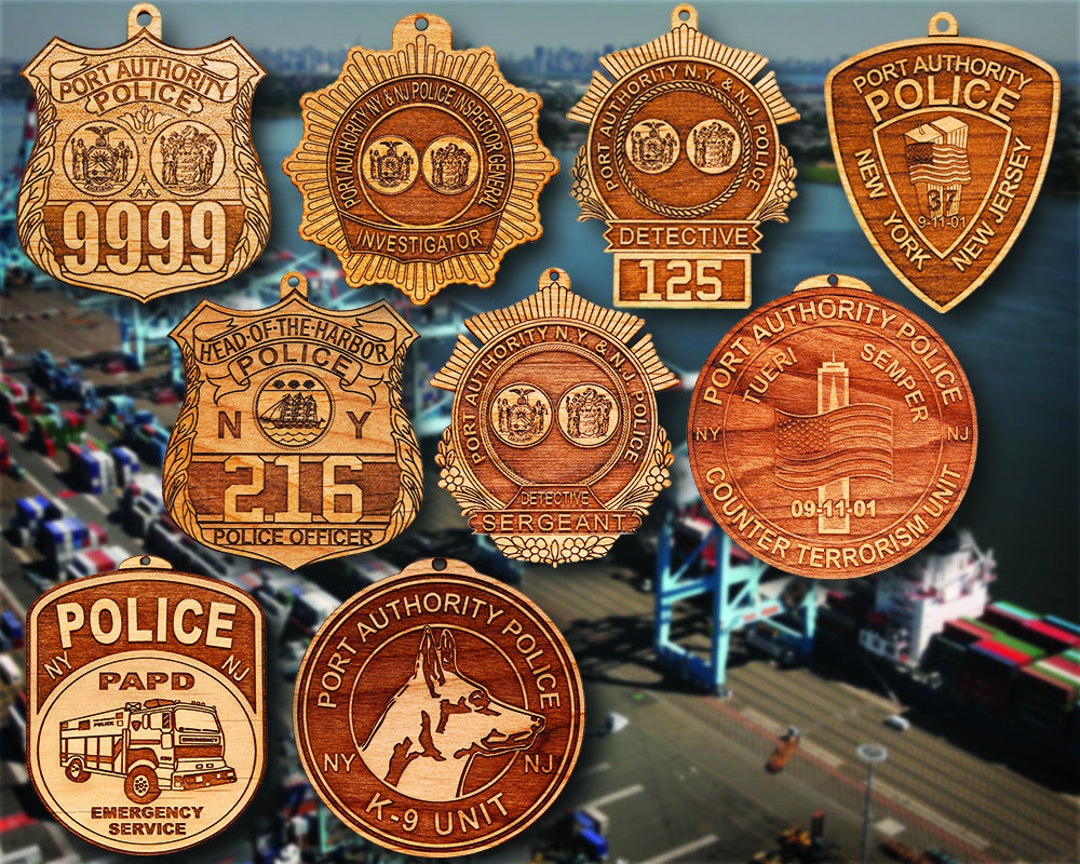 Personalized Wooden NY-NJ Port Authority Police Badge Hanging Ornament ...